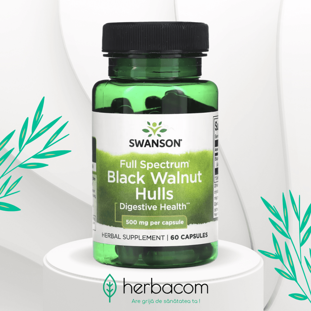 Coji De Nuca Neagra (Nuc Negru American), 500 Mg, 60 Capsule - Herbacom.ro