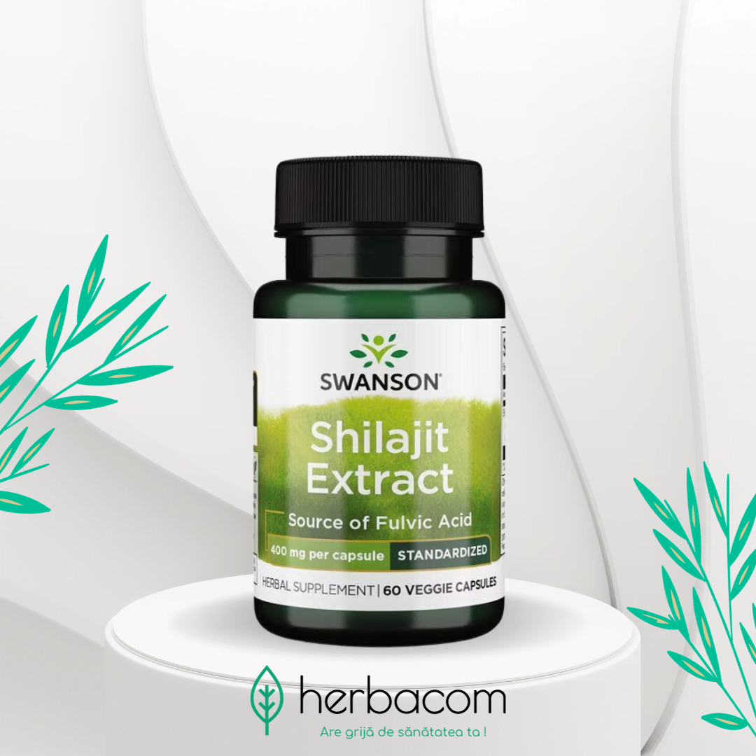 Shilajit Extract (Mumio), 400 Mg, 60 Capsule - Herbacom.ro